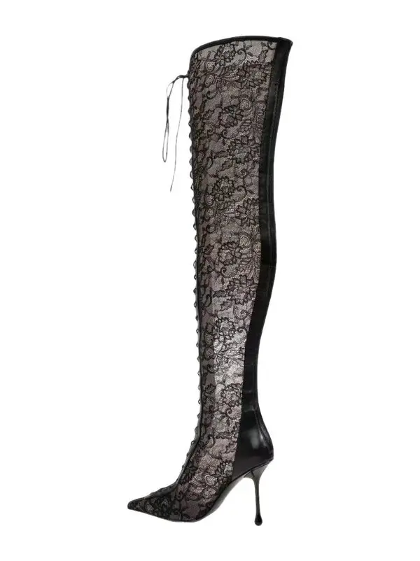 JIMMY CHOO Scarlett Lace-up Over-the-knee Boots - Black