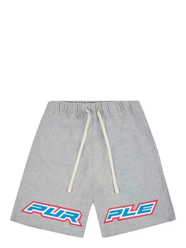 PURPLE BRAND Logo Print Drawstring Shorts - Grey