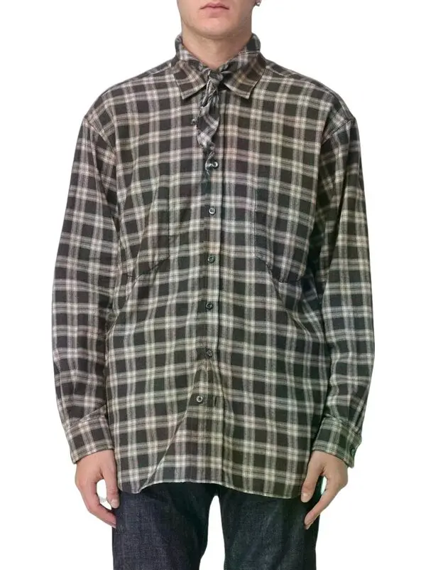 Dsquared2 X Magliano Butch Check-print Tie-neck Shirt - Brown