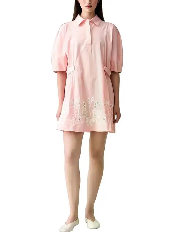 Stine Goya Broderie Anglaise Puff Sleeve Mini Dress - Pink