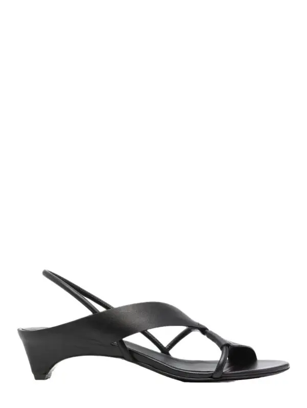 DEL CARLO Leather Slingback Sandals - Black