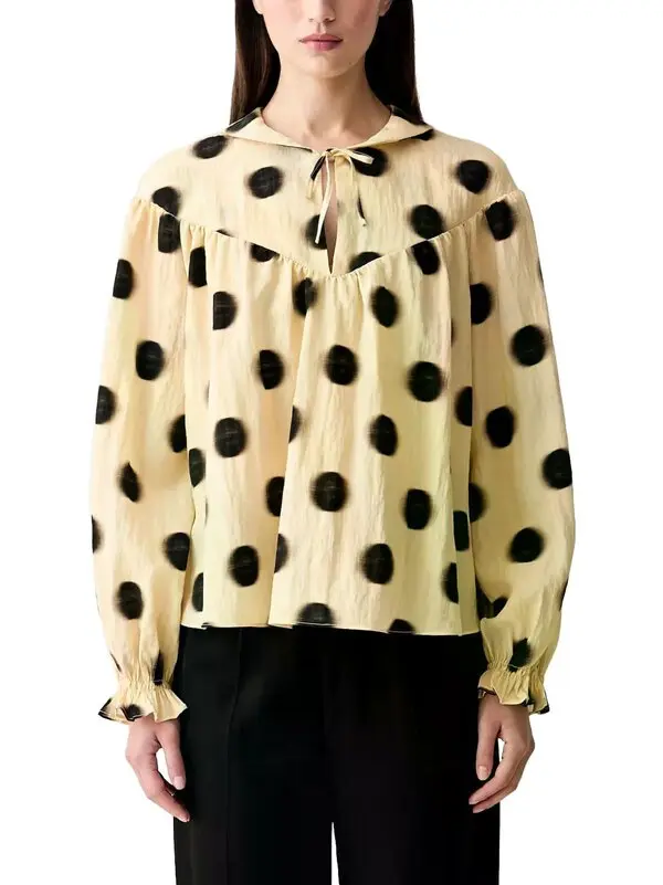 Stine Goya Polka-dot Ruffle Blouse - Yellow
