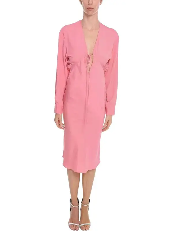 SUPER BLOND Cut-out Long-sleeve Midi Dress - Pink