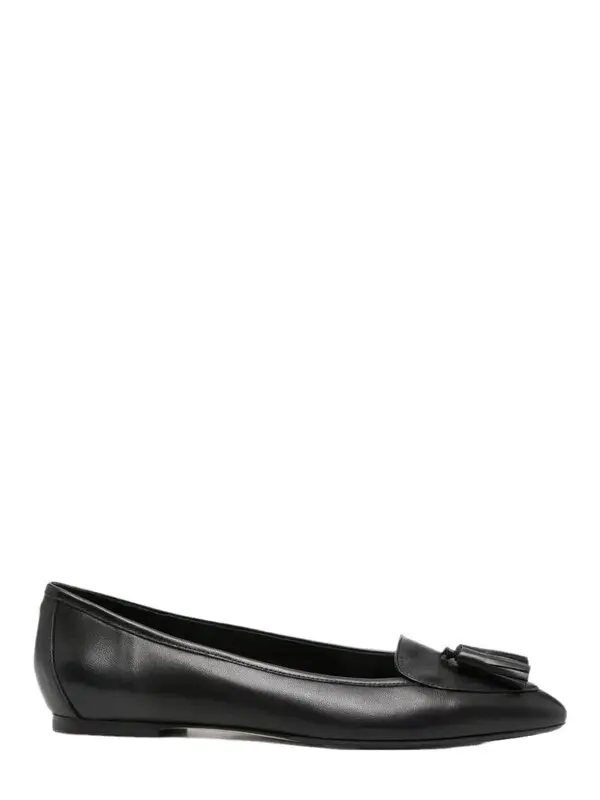 AeydĒ Leather Ballet Flats With Tassel Detail - Black