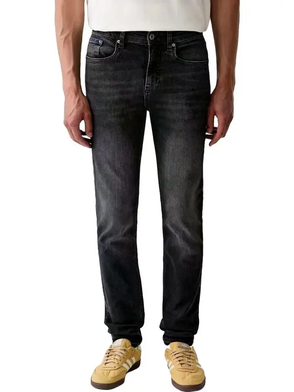 Karl Lagerfeld Logo-print Whiskered Slim-fit Jeans - Black