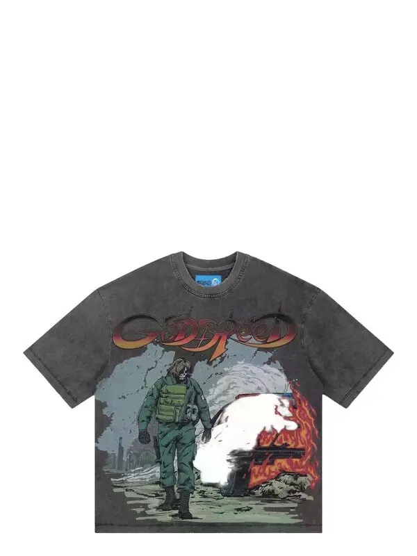 GODSPEED Khaos Graphic-print Washed T-shirt - Grey