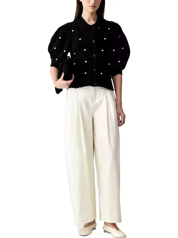 Stine Goya Polka-dot Puff-sleeve Cardigan - Black