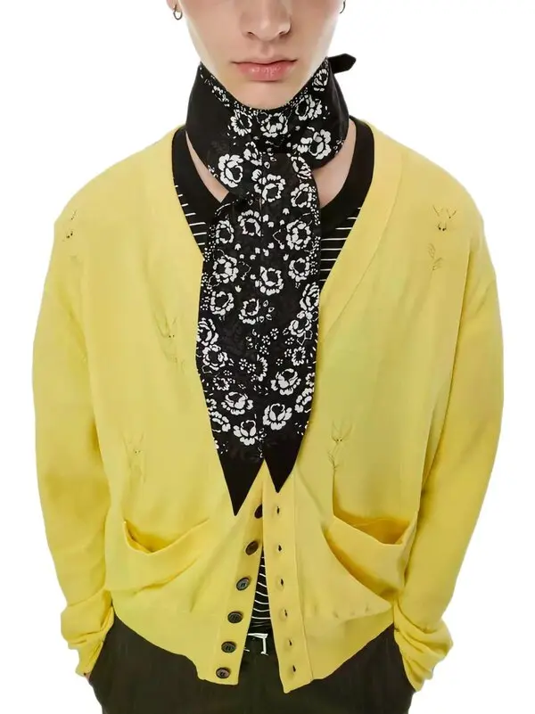 MASU Floral Print Cravat Tie - Yellow