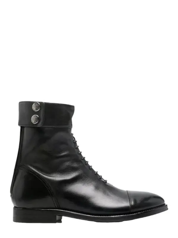 ALBERTO FASCIANI Lace-up Ankle Boots With Button Detail - Black