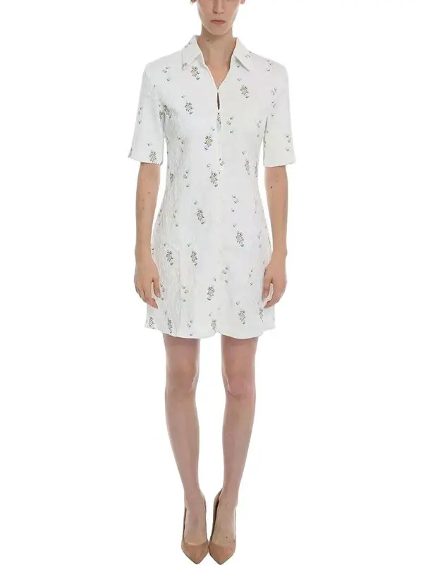 SAMSOE SAMSOE Mariah Floral-jacquard Mini Shirt Dress - White
