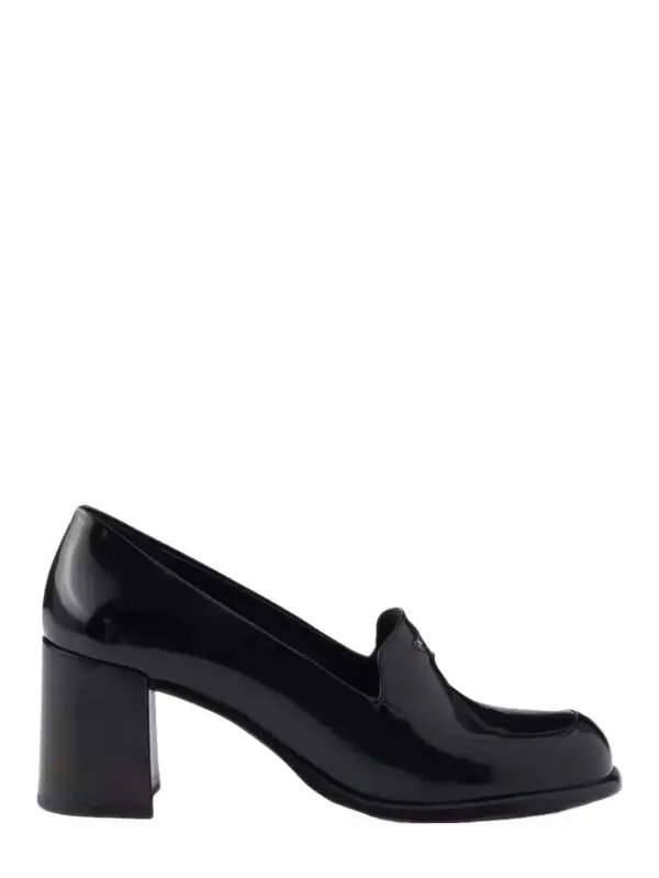 Prada Brushed Leather Loafers With Enamelled Triangle Logo - Black