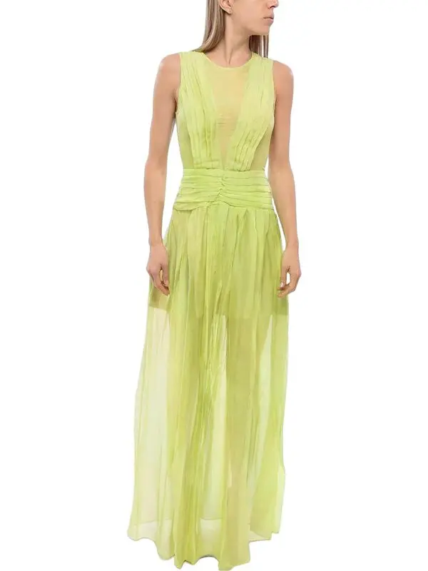 John Richmond Sleeveless Maxi Dress With Ruffled Detailing - Yellow