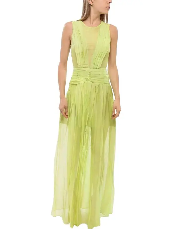 John Richmond Sleeveless Maxi Dress With Ruffled Detailing - Yellow