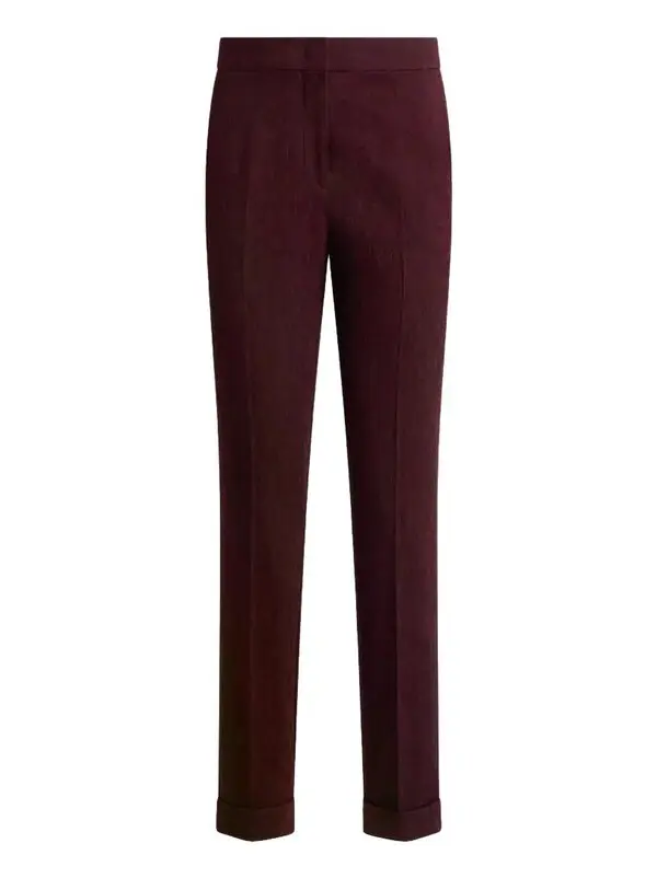 Etro Cropped Wool Jacquard Trousers With Medallion Motif - Red