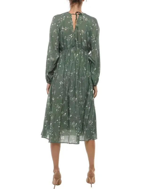 SAMSOE SAMSOE Samsøe Samsøe Gertrud Floral-print Long-sleeve Midi Dress - Green