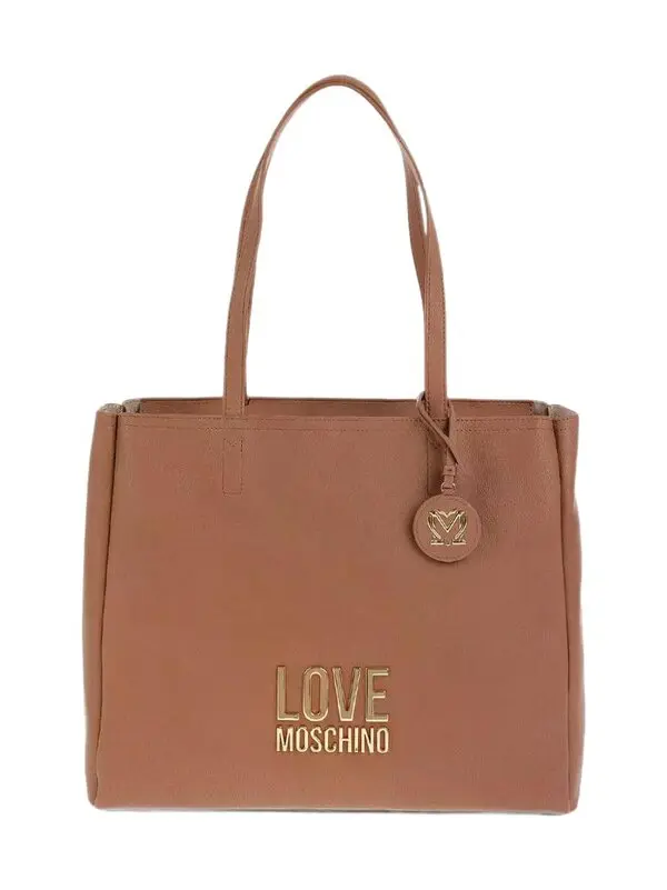 Moschino Plaque Shoulder Bag - Brown