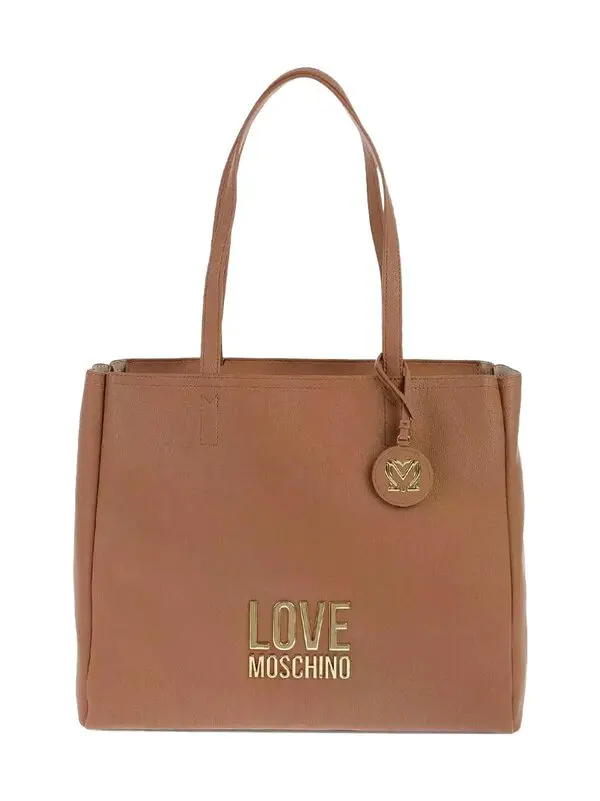 Moschino Plaque Shoulder Bag - Brown