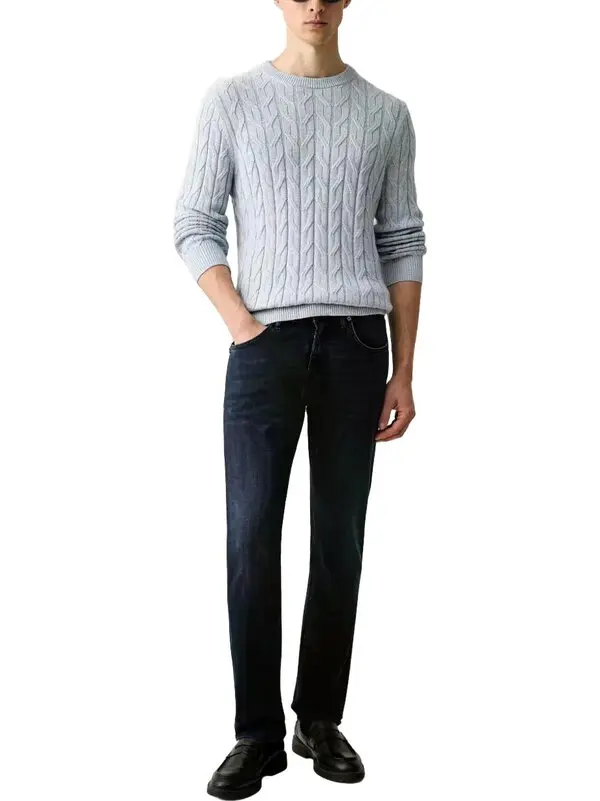 Karl Lagerfeld Logo Patch Whiskered Jeans - Blue
