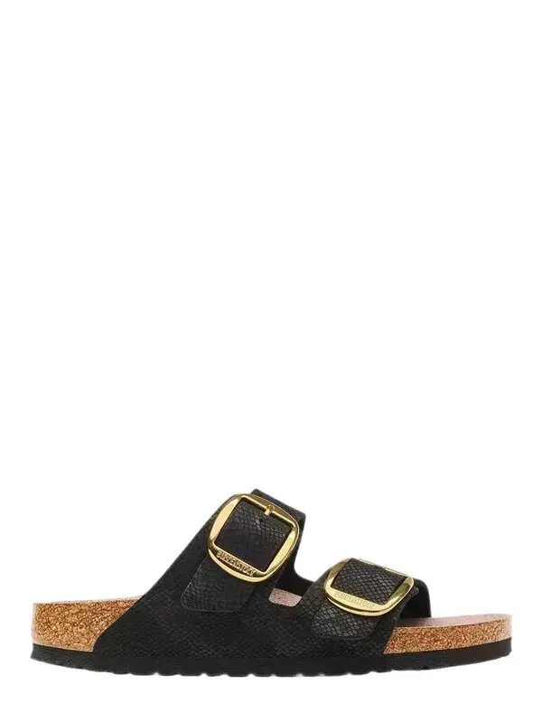 BIRKENSTOCK Arizona Snakeskin-effect Sandals With Gold-tone Hardware - Black