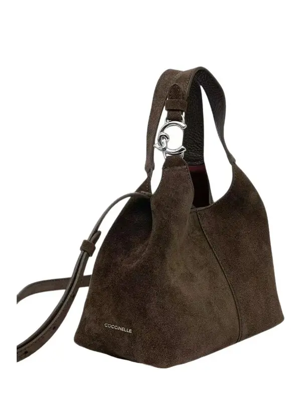 COCCINELLE Suede Logo Plaque Tote Bag - Brown