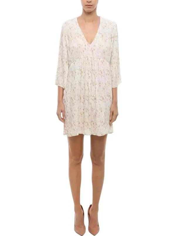 SAMSOE SAMSOE Abstract Print V-neck Mini Dress - White