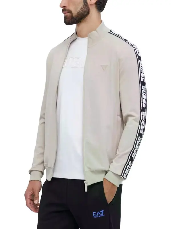 Guess Zip-up Sweatshirt With Logo Detail - Neutrals