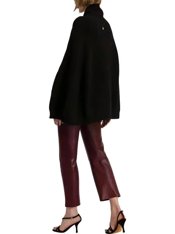 Alberta Ferretti Ribbed-knit Button-down Cape - Black