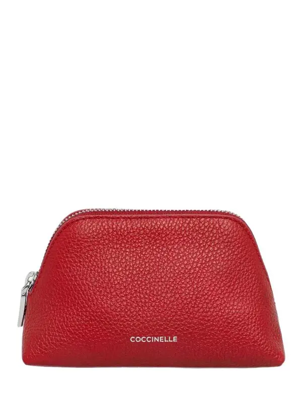 COCCINELLE Grained Leather Makeup Bag - Red