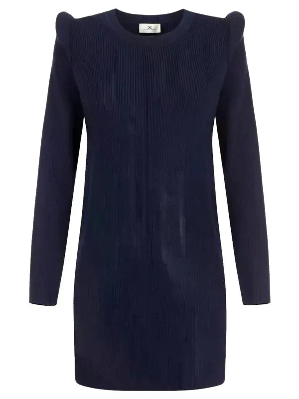 Elisabetta Franchi Knit Mini Dress With Sculptural Shoulder Detail - Blue