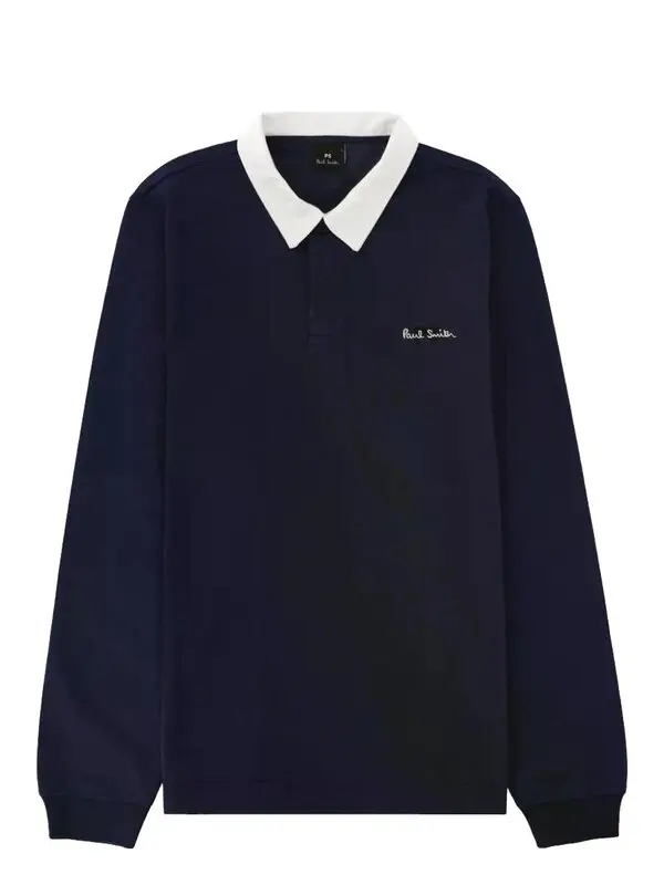 Paul Smith Logo-embroidered Contrast-collar Sweatshirt - Blue