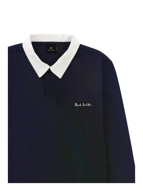 Paul Smith Logo-embroidered Contrast-collar Sweatshirt - Blue