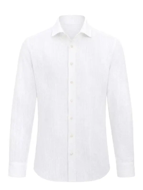 BASTONCINO Seersucker-texture Long-sleeve Shirt - White