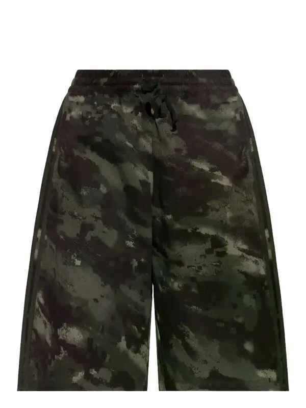 Adidas Camouflage Print Logo Embroidered Shorts - Green