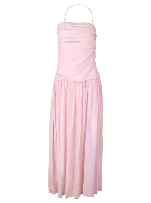 Faithfull The Brand Notte Ruched Halterneck Maxi Dress - Pink