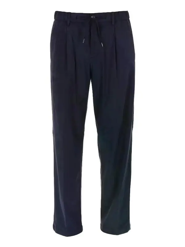 Herno Navy Drawstring Pleated Trousers - Blue