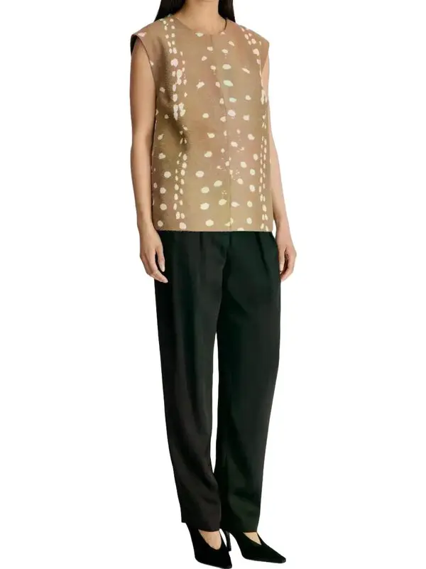 Loulou De Saison Sleeveless Deer-print Leather Blouse - Brown
