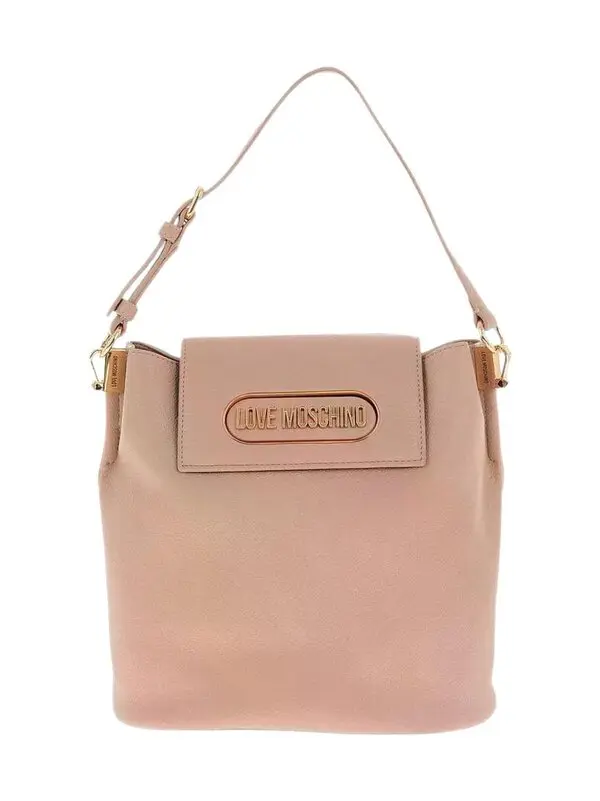 Moschino Logo Plaque Shoulder Bag - Neutrals