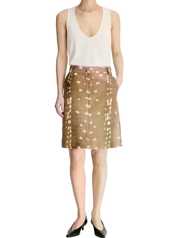 Loulou De Saison Deer-print Leather Skirt - Brown