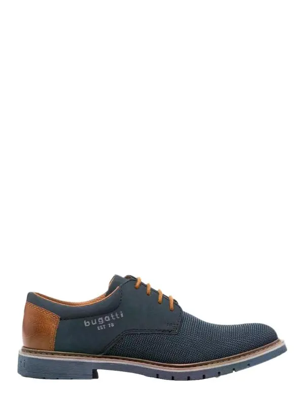 BUGATTI Panelled Lace-up Derby Shoes - Blue