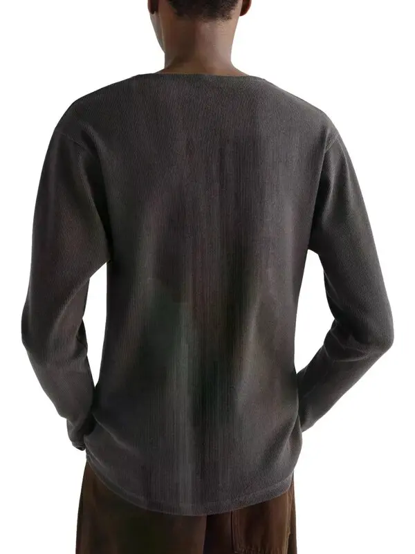 LEMAIRE Long-sleeve Henley T-shirt In Linen And Cotton Ribbed Jersey - Grey