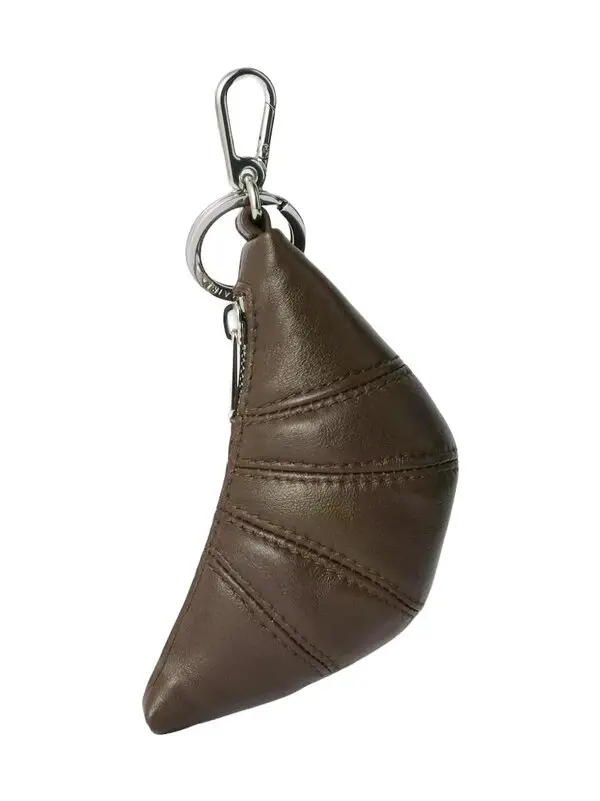 LEMAIRE Mini Croissant Keyring In Leather - Brown