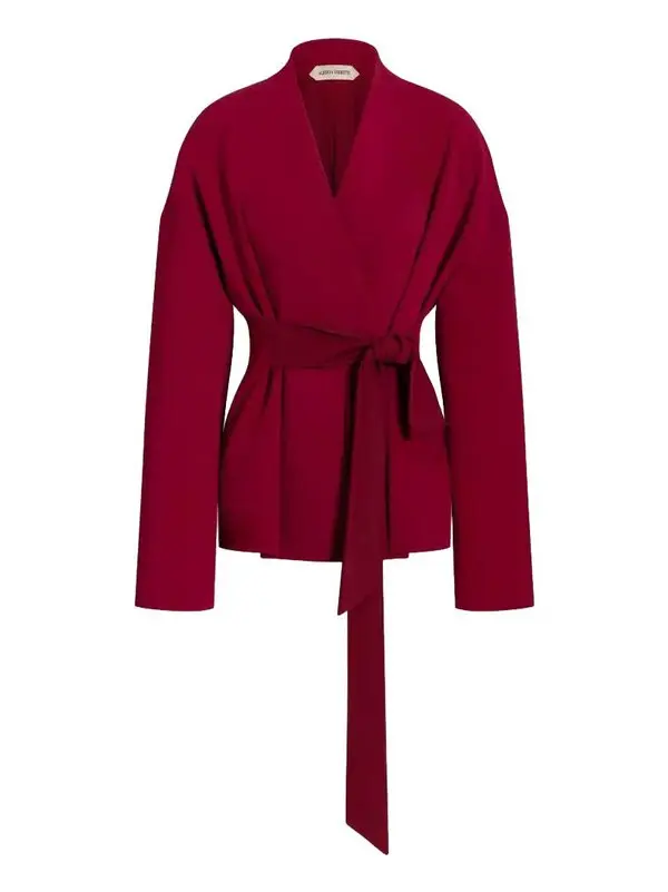 Alberta Ferretti Collarless Wrap Coat - Red