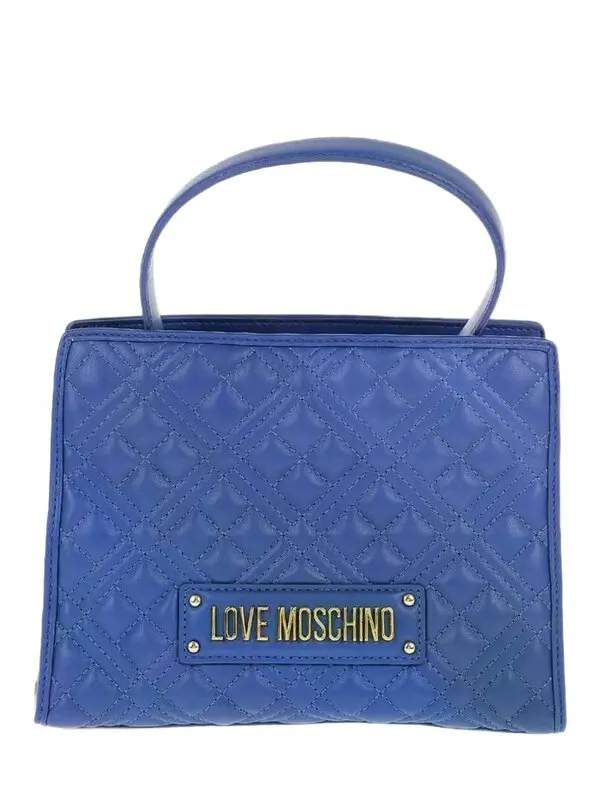 Moschino Quilted Logo-plaque Tote Bag - Blue