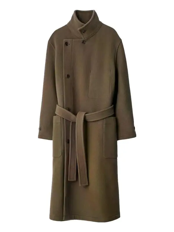 LEMAIRE Double-faced Wool Wrap Coat - Brown