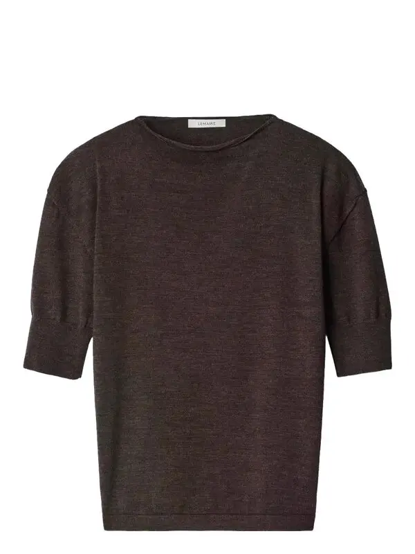 LEMAIRE Short-sleeve Merino Wool Sweater - Brown