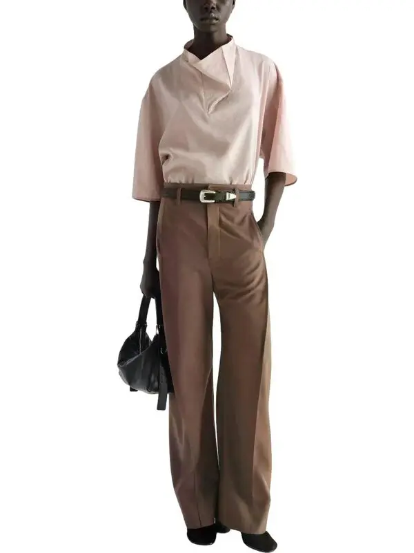 LEMAIRE Soft Collar Top In Dry Silk - Pink