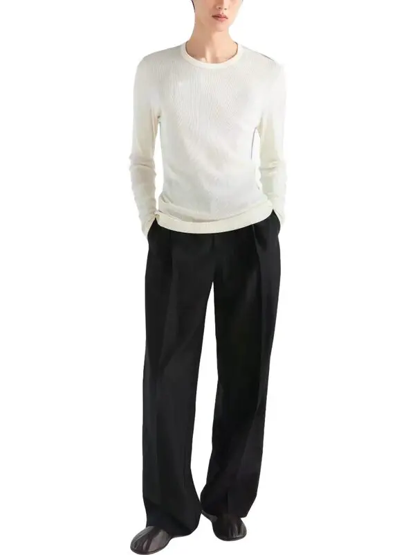 LEMAIRE Long-sleeve Top In Ribbed Jersey - White