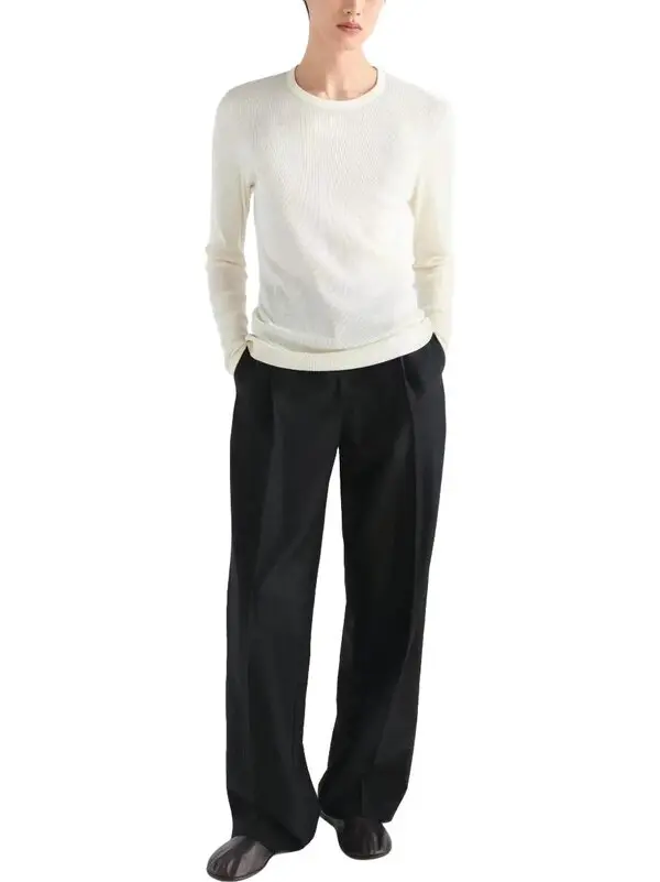 LEMAIRE Long-sleeve Top In Ribbed Jersey - White