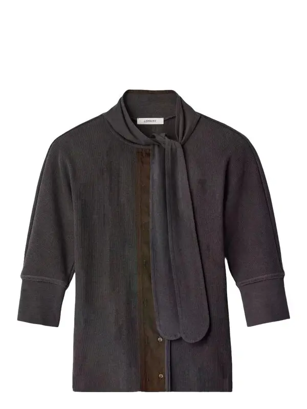 LEMAIRE Ascot T-shirt In Ribbed Linen Cotton Jersey - Grey