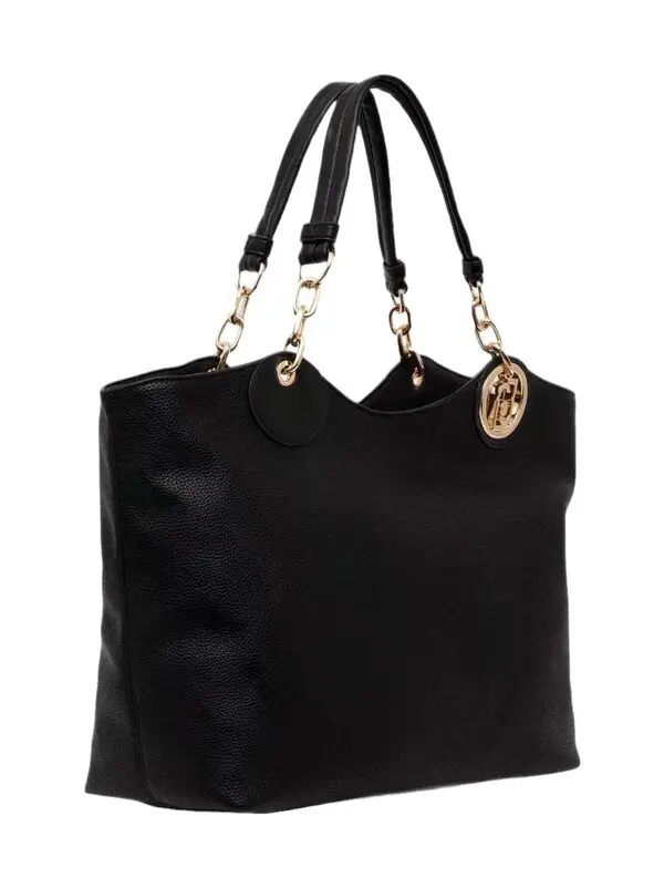 Liu Jo Pebbled-effect Tote Bag With Logo Plaque - Black